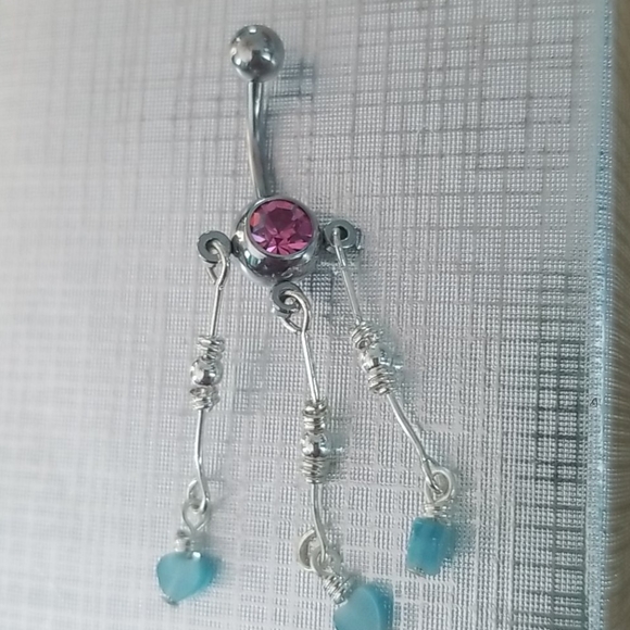 Jewelry | New Hanging Navel Belly Button Ring Pink Blue | Poshmark